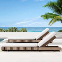 China Customized Luxury Pool Teak Wood Lounge Chair With 5 Gears Backrest Adjustment Lesiure Bed for sale