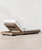 China Customized Luxury Pool Teak Wood Lounge Chair With 5 Gears Backrest Adjustment Lesiure Bed for sale