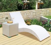 China Eco Friendly Beach Swimming Pool PE Rattan S Shaped Lying Bed Lounge Leisure Chair Table for sale
