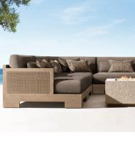 China High Quality Garden Hotel Teak Set Outdoor Hand Woven Rope Teak Sofa And Table Furniture for sale