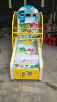 China Happy Kids Automatic Basketball Return Machine , Cartoon Funny Score Ticket Redemption Arcade Basketball Hoop Machine for sale