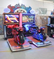 China Super Motor Bike Racing Arcade Machine D2400 * W2450 * H2500mm Size 300W Power for sale