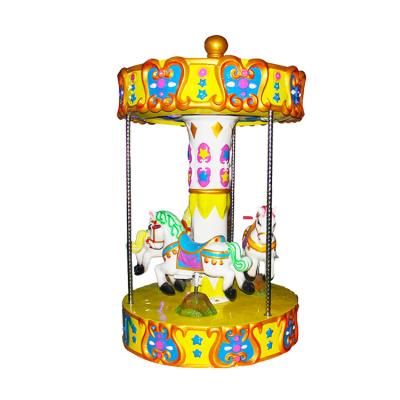 China Coin Operated Merry Go Round Kiddie Rides 3 Seats Mini Carousel For Kindergarten for sale