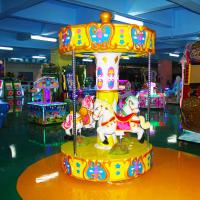 China Coin Operated Merry Go Round Kiddie Rides 3 Seats Mini Carousel For Kindergarten for sale