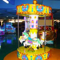 China Coin Operated Merry Go Round Kiddie Rides 3 Seats Mini Carousel For Kindergarten for sale