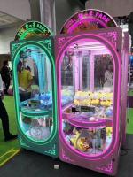 China Pink Gift Toy Crane Machine With Metal / Tempering Glass Material for sale
