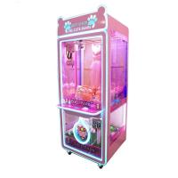 China Pink Gift Toy Crane Machine With Metal / Tempering Glass Material for sale