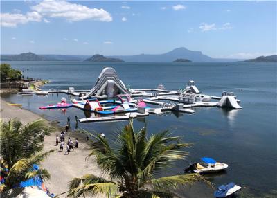 China Lake Pool Colorful Inflatable Amusement Park Long Range With Trampolines Slides for sale