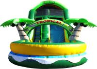 China PVC Tarpaulin Kids Inflatable Water Slide Double Lanes Design Easy Maintain for sale