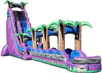 China Exciting Adults Splash Inflatable Water Slide Bouncy Long Distance Fast Speed for sale
