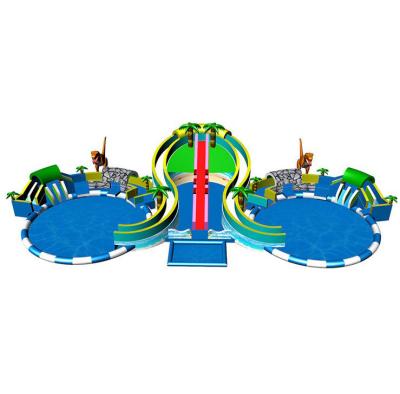 China Dinosaur Theme Inflatable Amusement Equipment Park Auatic Dual Kds Pools for sale