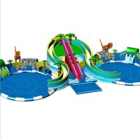 China Dinosaur Theme Inflatable Amusement Equipment Park Auatic Dual Kds Pools for sale