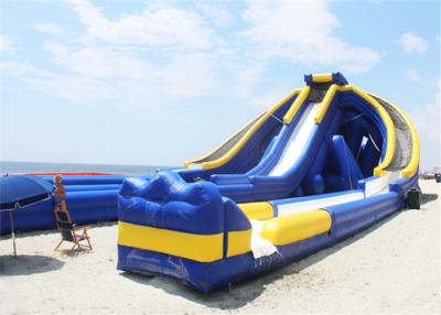 China 3 Lanes Inflatable Giant Slide , Pool Blow Up Water Slide Massive For Beach Shore for sale