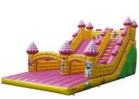 China Jumping Commercial Grade Blow Up Water Slide Pink Color Double Lane Customized for sale