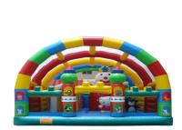 China Sport Outdoor Inflatable Playground Custom Logo Printable High Safety With Cover for sale