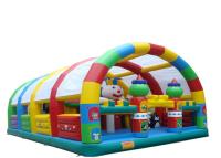 China Sport Outdoor Inflatable Playground Custom Logo Printable High Safety With Cover for sale