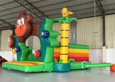 China Small Commercial Bouncy Castle , Blow Up Jump House Cartoon Monkey Image for sale
