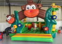China Small Commercial Bouncy Castle , Blow Up Jump House Cartoon Monkey Image for sale