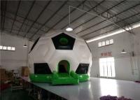 China Soccer Shaped Outdoor Commercial Bounce House Combo Open Play Area Safe for sale