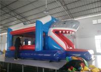 China Shark Blow Up Bounce House , Outdoor Bouncy Castle Adventure Playground With Slip Slide for sale