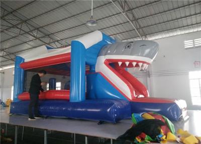 China Shark Blow Up Bounce House , Outdoor Bouncy Castle Adventure Playground With Slip Slide for sale