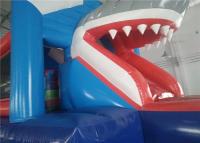 China Shark Blow Up Bounce House , Outdoor Bouncy Castle Adventure Playground With Slip Slide for sale