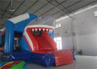 China Shark Blow Up Bounce House , Outdoor Bouncy Castle Adventure Playground With Slip Slide for sale