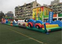 China Colorful Commercial Inflatable Obstacle Course Automatic Cutting Sewing High Strength for sale