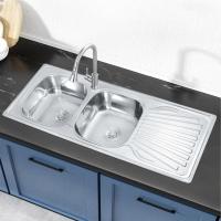 China Brushed Gunmetal Stainless Steel Kitchen Sink 33x22 Two Bowl for sale
