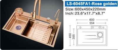 China Undermount Double Stainless Steel SUS304 Sink Rose Golden Digital Display for sale