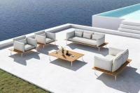 China PE Rattan Teak Wood Hotel Poolside Coffee Furniture Set Sofa Outdoor For Villa Garden for sale