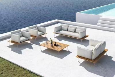 China PE Rattan Teak Wood Hotel Poolside Coffee Furniture Set Sofa Outdoor For Villa Garden for sale