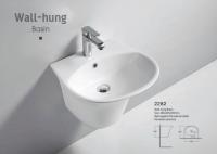China Ceramic Bathroom Sanitary Ware Wall Hung Semi Ped Basin Sink For Hand Washing for sale