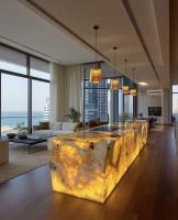 China Elegant Modern Design Reception Desk Luxurious Stone-Finished Hotel Lobby Front Desk for Gym & School Application for sale