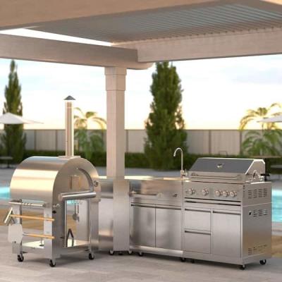 China Full Outside Section for Live Cooking Show with Gas & Grill Outdoor Cooking Restaurant Stainless Steel Roof Pizza Stove Outdoor Grill Gas Burner BBQ Outdoor Kitchen for sale
