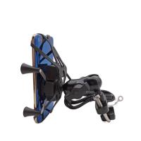 China 5V 2.5A Handlebar X Claw Motorcycle Phone Mount Stand Black Color for sale