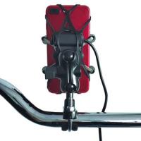 China 5V 2.5A Handlebar X Claw Motorcycle Phone Mount Stand Black Color for sale