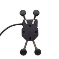 China 5V 2.5A Handlebar X Claw Motorcycle Phone Mount Stand Black Color for sale
