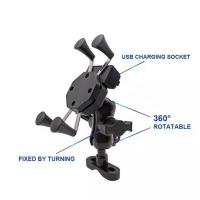 China GPS 12V 2.4A Dirt Bike Handlebar Phone Mount 360D Rotation for sale