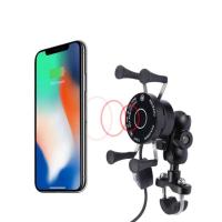 China 3 In 1 Motorcycle Wireless Charger Mount , FCC 5V 1.5A Motorcycle Phone Grip for sale