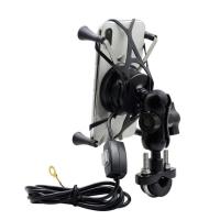 China 3 In 1 Motorcycle Wireless Charger Mount , FCC 5V 1.5A Motorcycle Phone Grip for sale