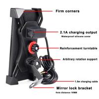 China FCC 360D Waterproof Heavy Duty Motorcycle Phone Mount , USB ABS Telescopic Phone Holder for sale