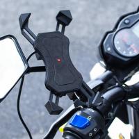 China FCC 360D Waterproof Heavy Duty Motorcycle Phone Mount , USB ABS Telescopic Phone Holder for sale