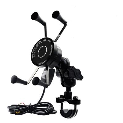 China 7.5W 2A X Claw Motorcycle Phone Mount With 3 In 1 Wireless Charger for sale