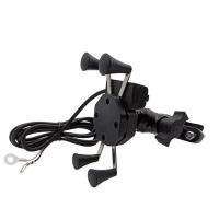 China GPS 2.4A Aluminum ABS X Claw Motorcycle Phone Mount 0.6KG Weight for sale