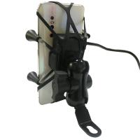 China Wholesale 360 Rotation Mobile Phone Mount Holder Bracket Motorcycle Phone Holder With Usb Charger for sale