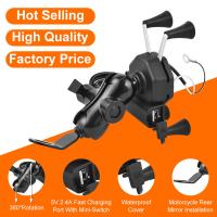 China Wholesale 360 Rotation Mobile Phone Mount Holder Bracket Motorcycle Phone Holder With Usb Charger for sale