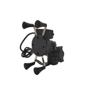 China Moto Pouch 3.5-6.5 Inch Gps Bracker Motorcycle Mobile Phone Holder With Usb Charger 360Degree Rotation for sale