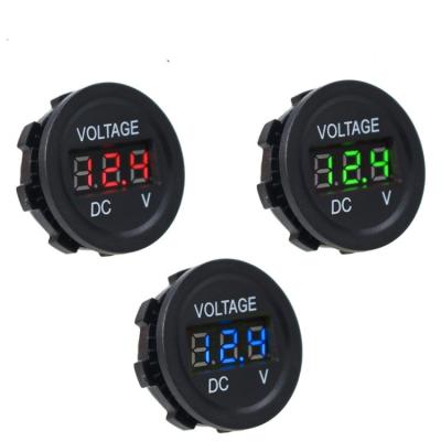 China Waterproof Round Motorbike Volt Meter , Mini 12v Led Voltmeter for sale