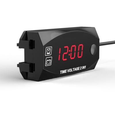 China IP67 Digital Calibrate Led Motorcycle Volt Meter 120cm Wire Length for sale